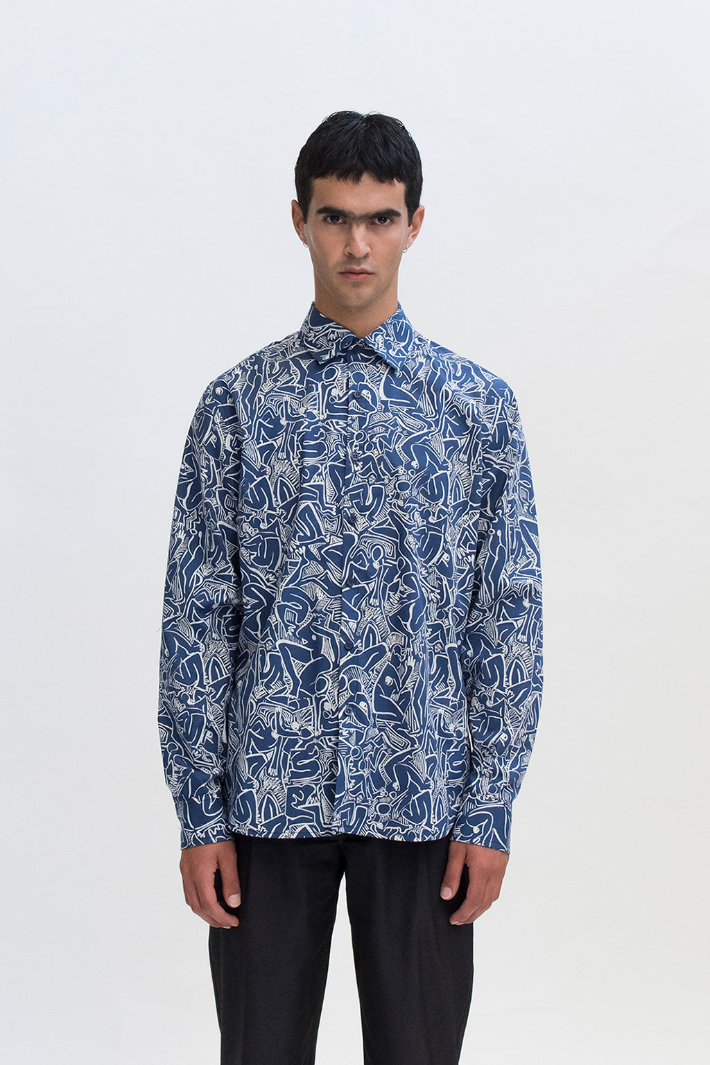 Long Sleeve Shirt in Hercules Navy Print – Hew Clothing